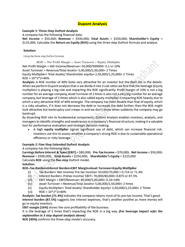 Unit 3 Dupont Analysis 4 Numericals & Analysis | PDF | Leverage ...