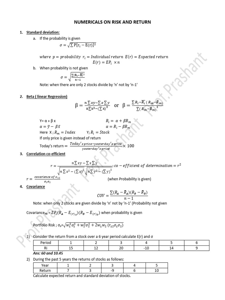 Unit 2 Qs Standard Deviation, Co-Relation & Regression | PDF ...