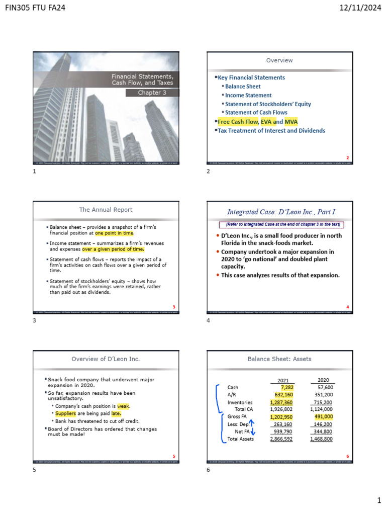 Fin305 Ftu Fa24 Ch03 Slides | PDF | Retained Earnings | Equity (Finance)