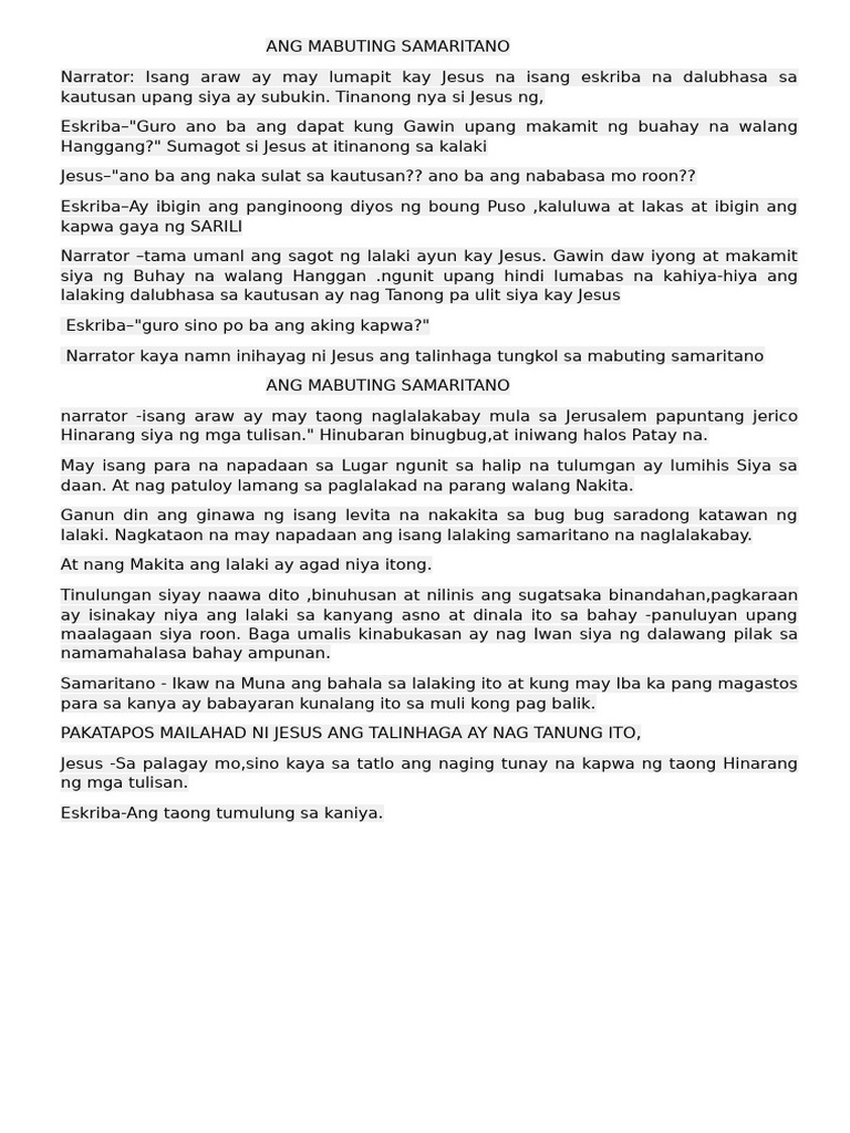 Ang Mabuting Samaritano | PDF