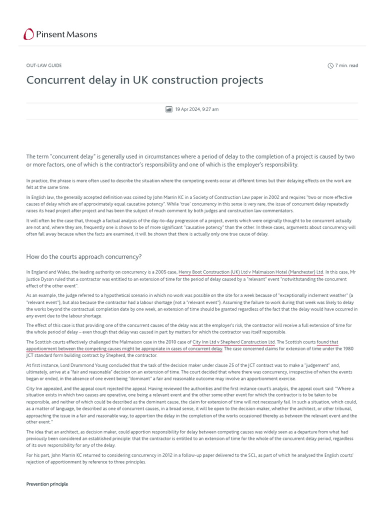 Understanding Concurrent Delay in Construction | PDF | Proximate Cause ...