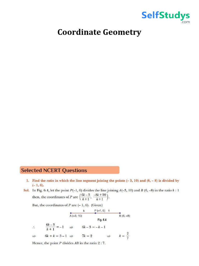 Coordinate Geometry Class 10th | PDF