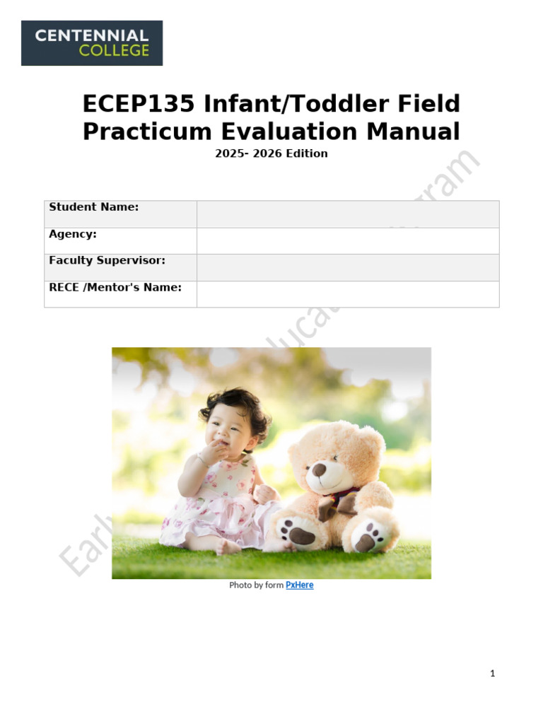 ECEP135 Field Practicum Evaluation Manual 2025 - 2026 Watermark (Newest Final Version) With ...