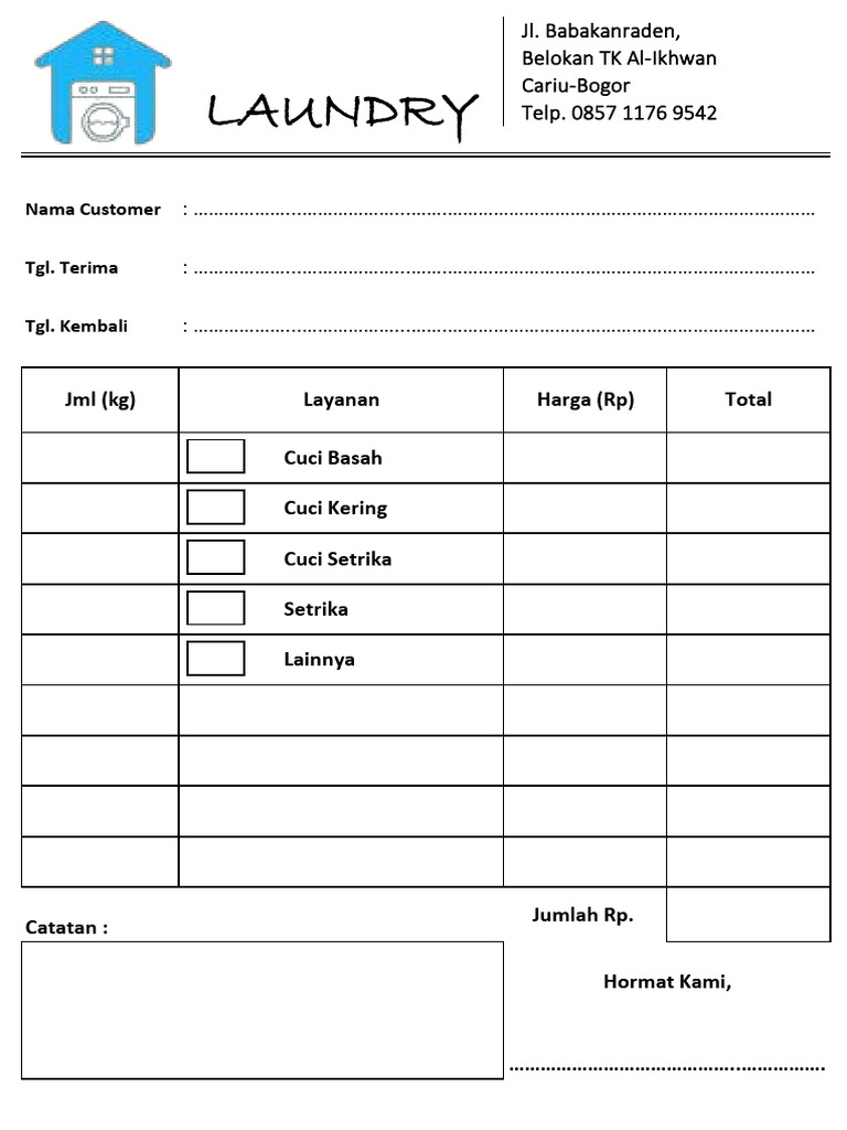 Nota Laundry | PDF