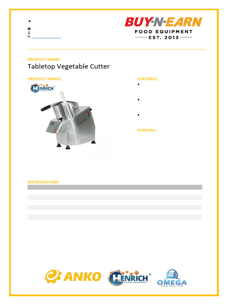 Tabletop Vegetable Cutter | PDF