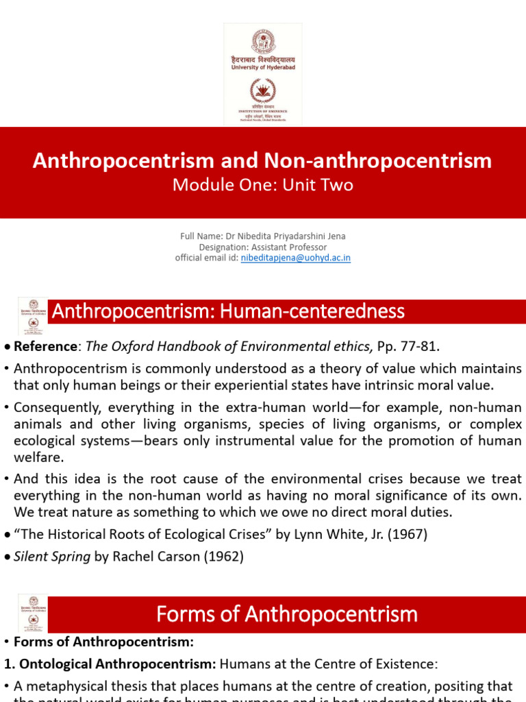 Anthropocentrism and Non-Anthropocentrism: Module One: Unit Two | PDF ...