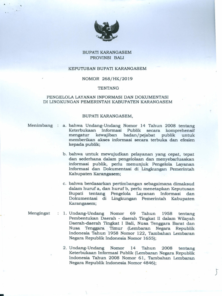 SK Bupati Tentang Pengelola PPID - 580534 | PDF