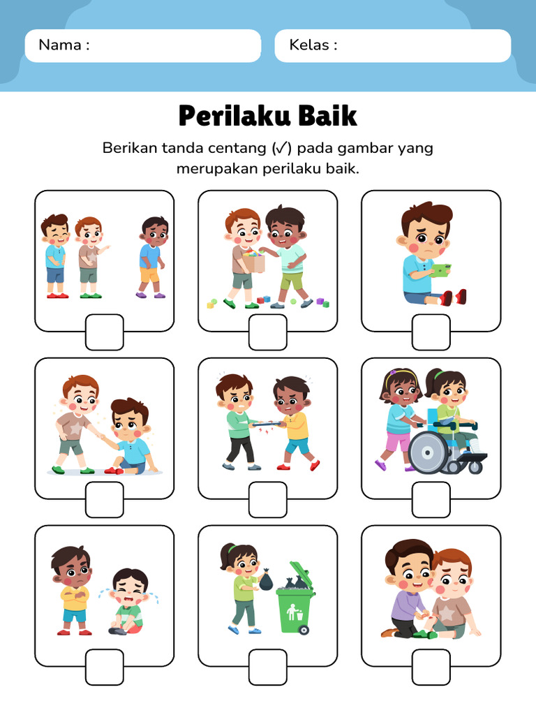 Perilaku Baik Lembar Kerja Biru Sederhana Ilustratif | PDF