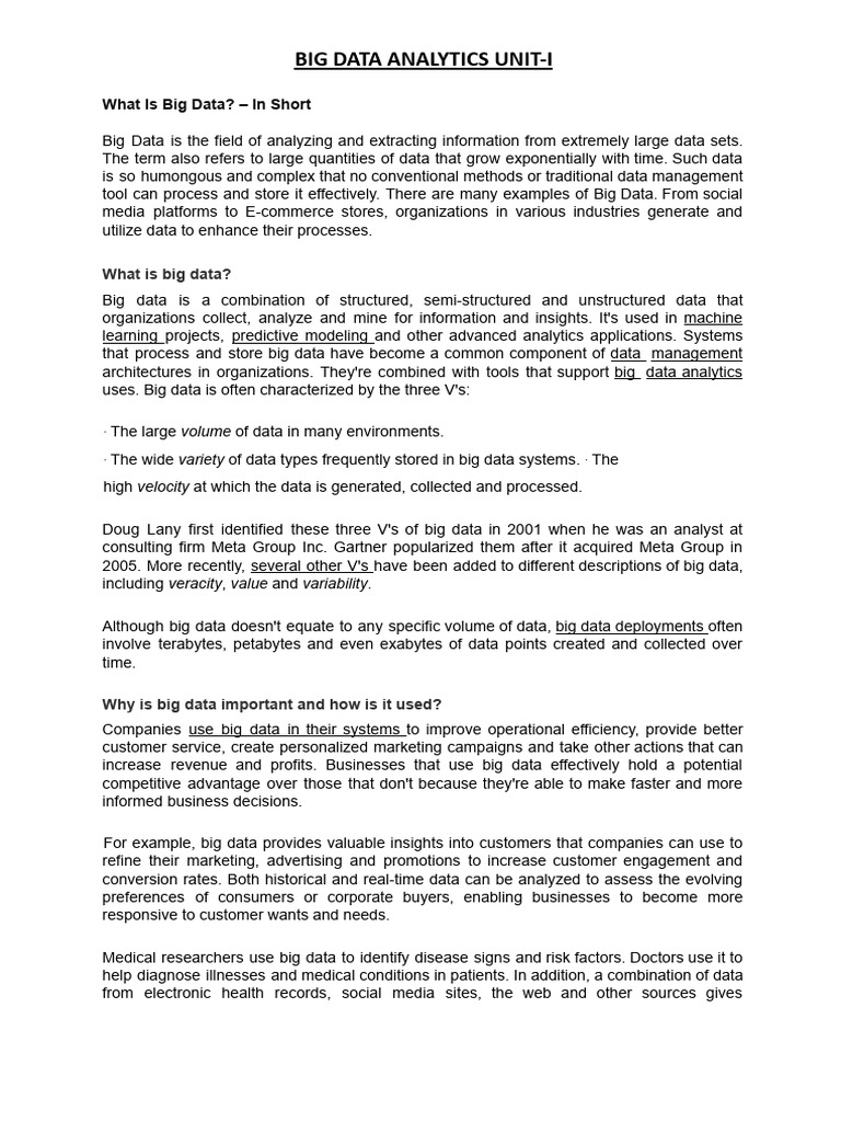 Bigdata UNIT-I | PDF | Analytics | Apache Hadoop
