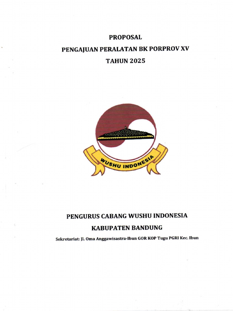 Proposal Pengajuan Peralatan + TC BK PORPROV | PDF