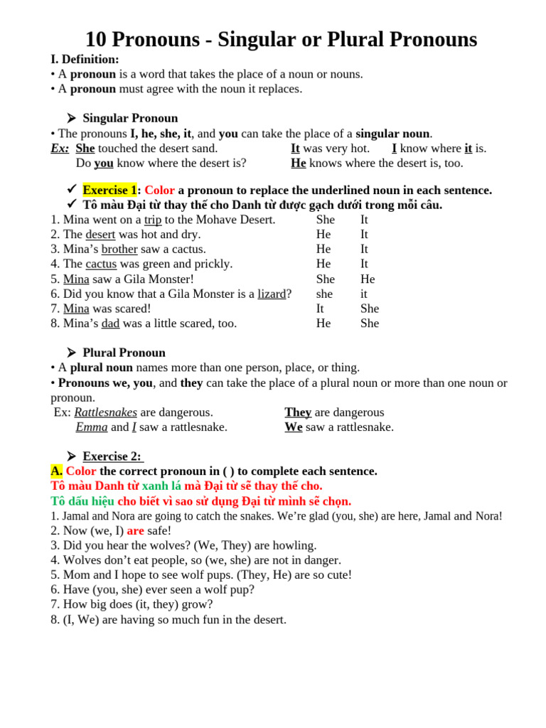 10 Pronouns - Singular or Plural Pronouns-30.4.2024-R | PDF | Plural ...