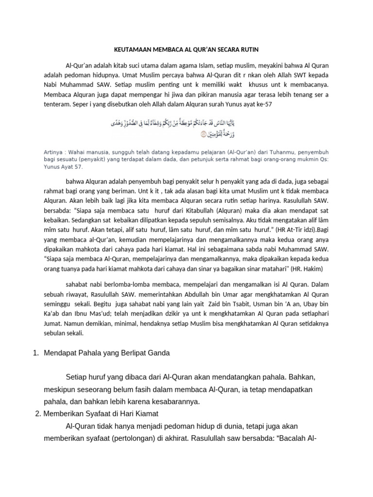 Keutamaan Membaca Al Qur | PDF