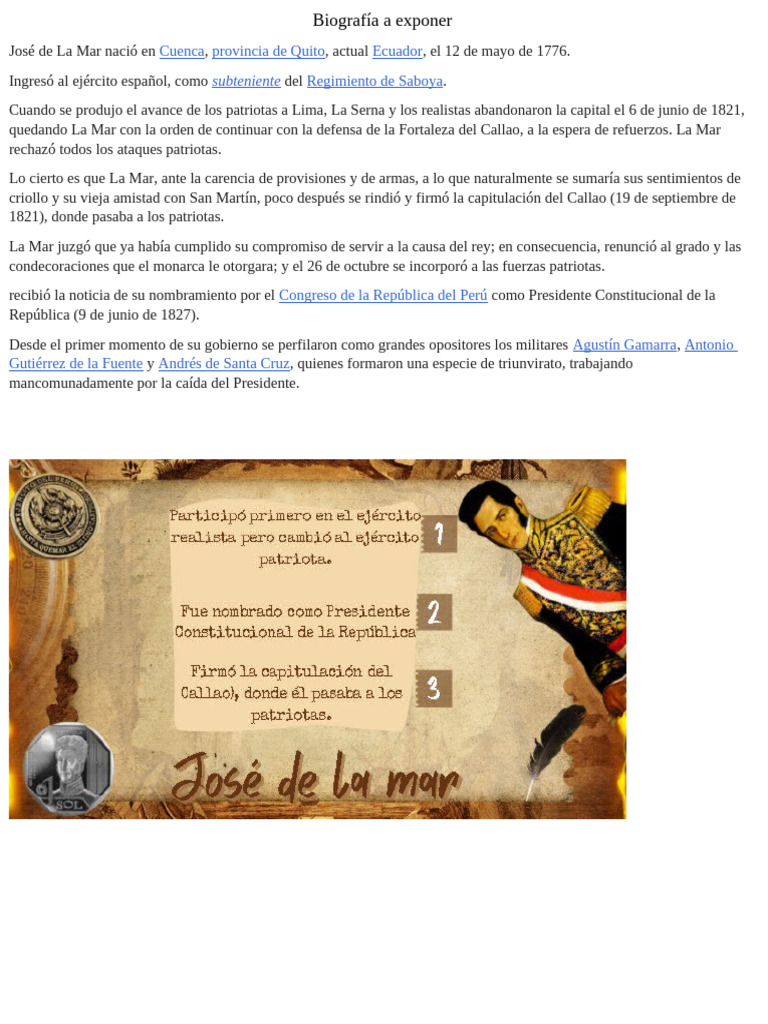 Biografía de José de La Mar | PDF
