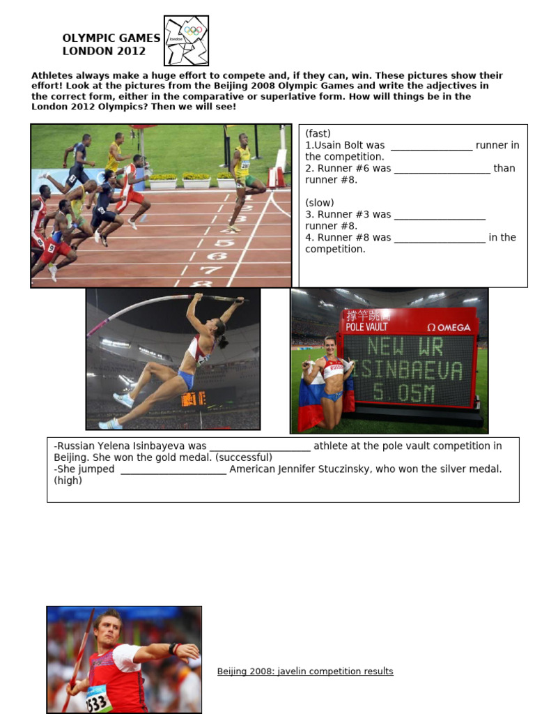 Beijing Olympics Comparatives and Superlatives | PDF | Track And Field ...