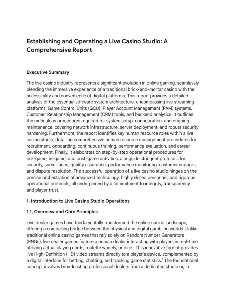 Live Casino Studio Operations Guide | PDF | Computer Security | Security