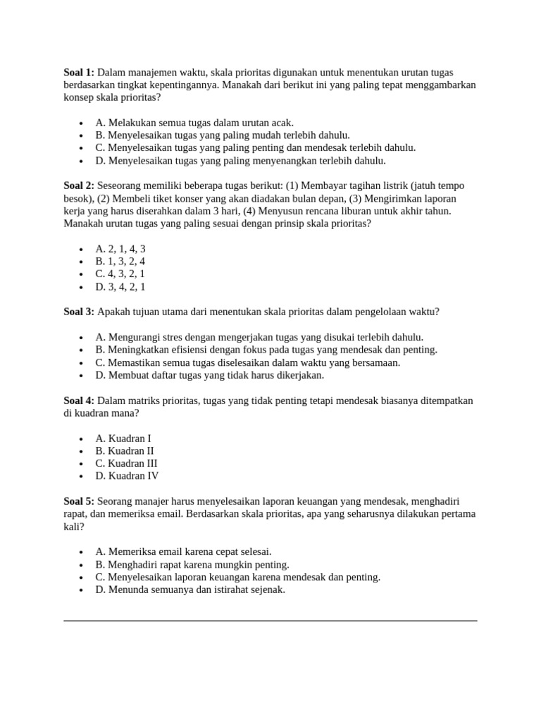 Soal Skala Prioritas | PDF