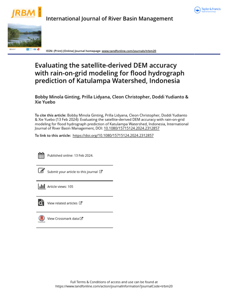 Evaluating The Satellite-Derived DEM Accuracy With Rain-On-grid ...