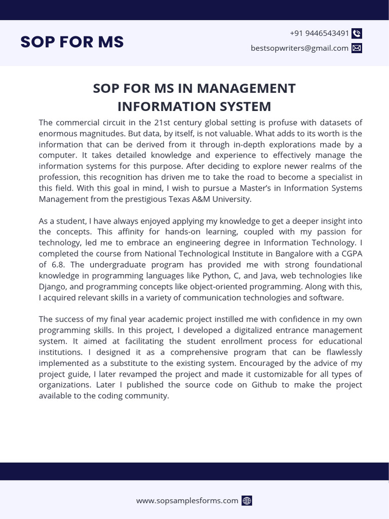 Sample Sop For Management Information System | PDF | Computer Programming | Knowledge