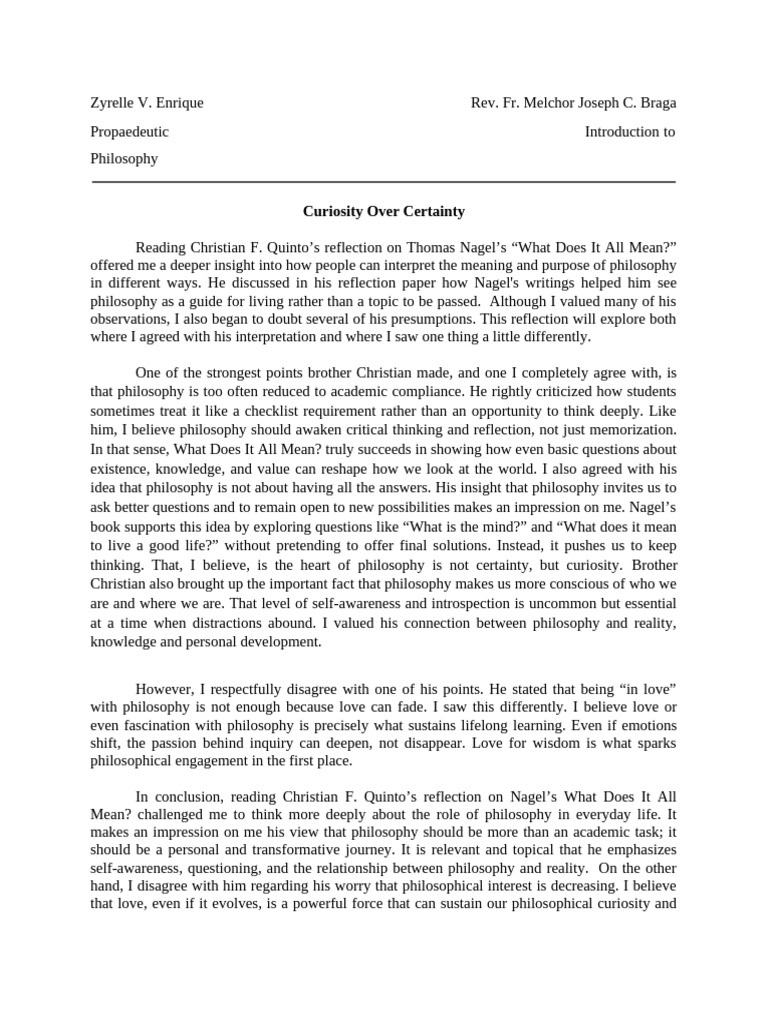 Curiosity Over Certainty Final | PDF | Love | Psychological Concepts