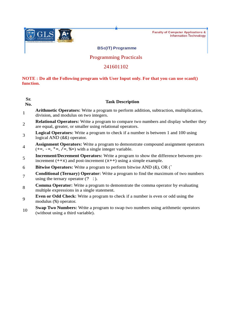 PSP LAB Manual Week3 4th August To 9th August | PDF