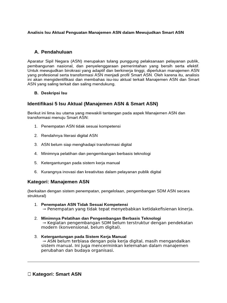 Isu Aktual Manajemen dan Smart ASN | PDF