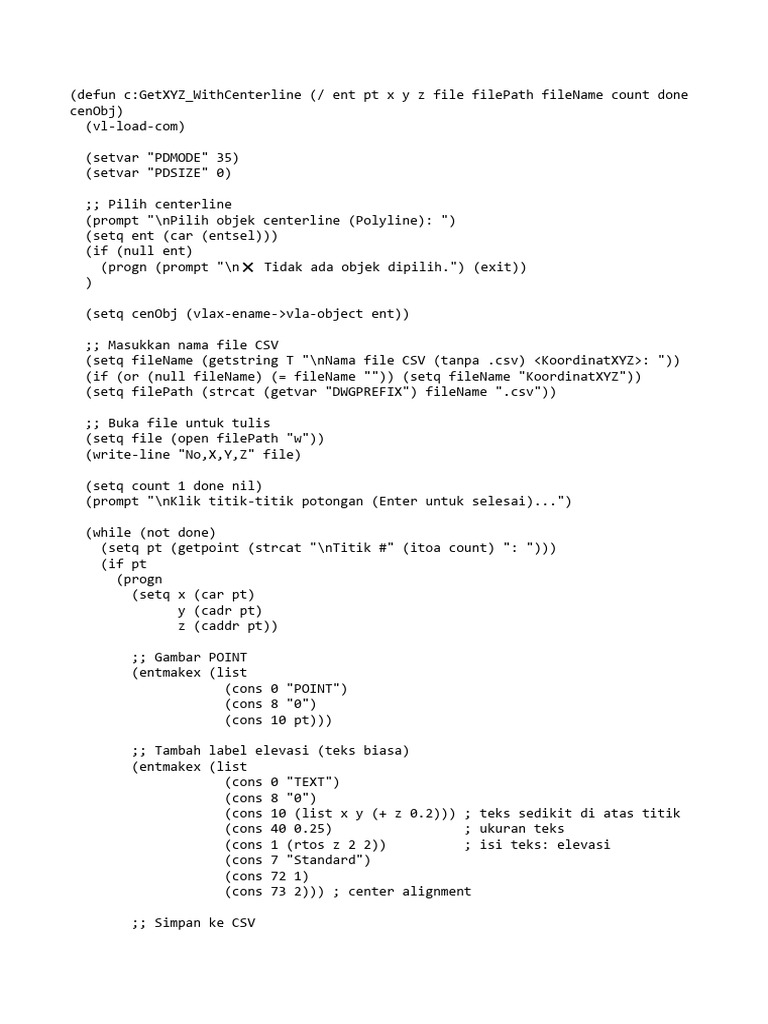 Lisp For Get Elevation and Distance From Contour | PDF