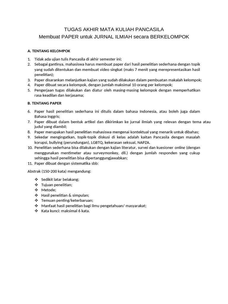 Tugas Paper Jurnal Pancasila Semester Ganjil 2324 | PDF