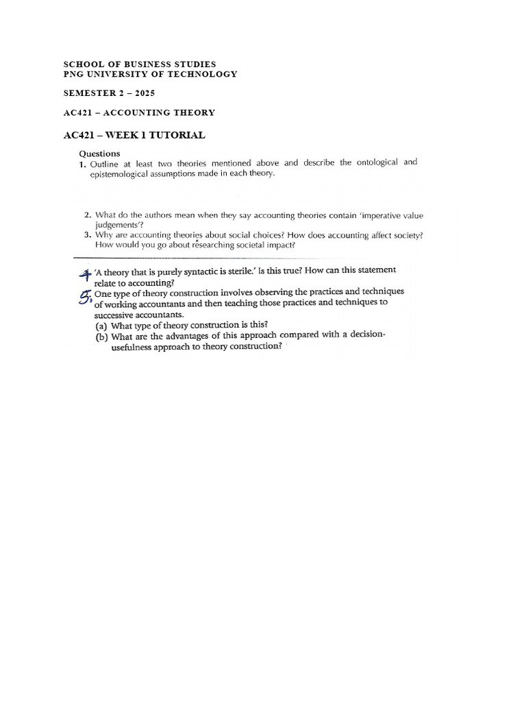 Ac421 - Week 1 Tutorial | PDF