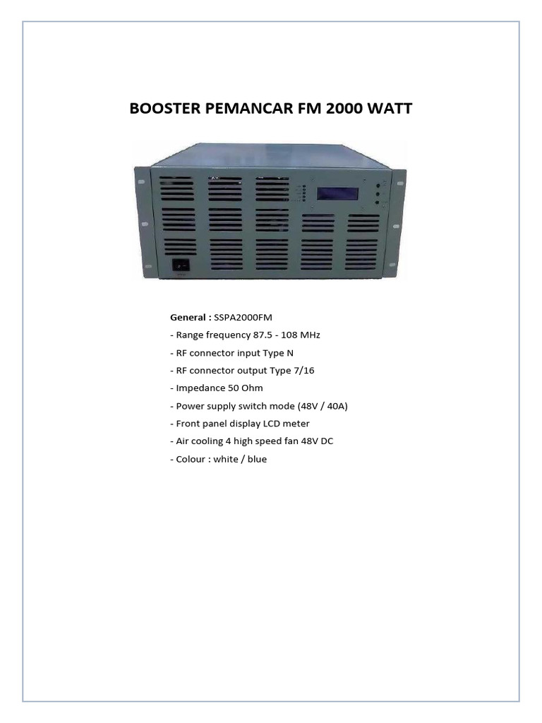 2000W FM Signal Booster Specs | PDF