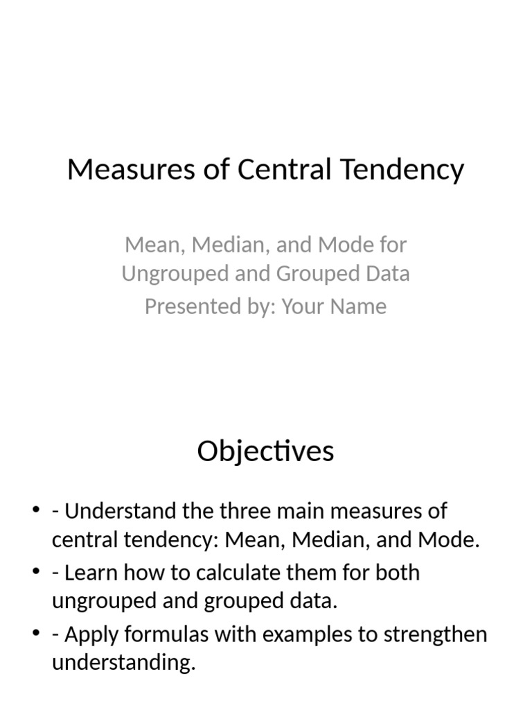 Measures of Central Tendency Presentation | PDF