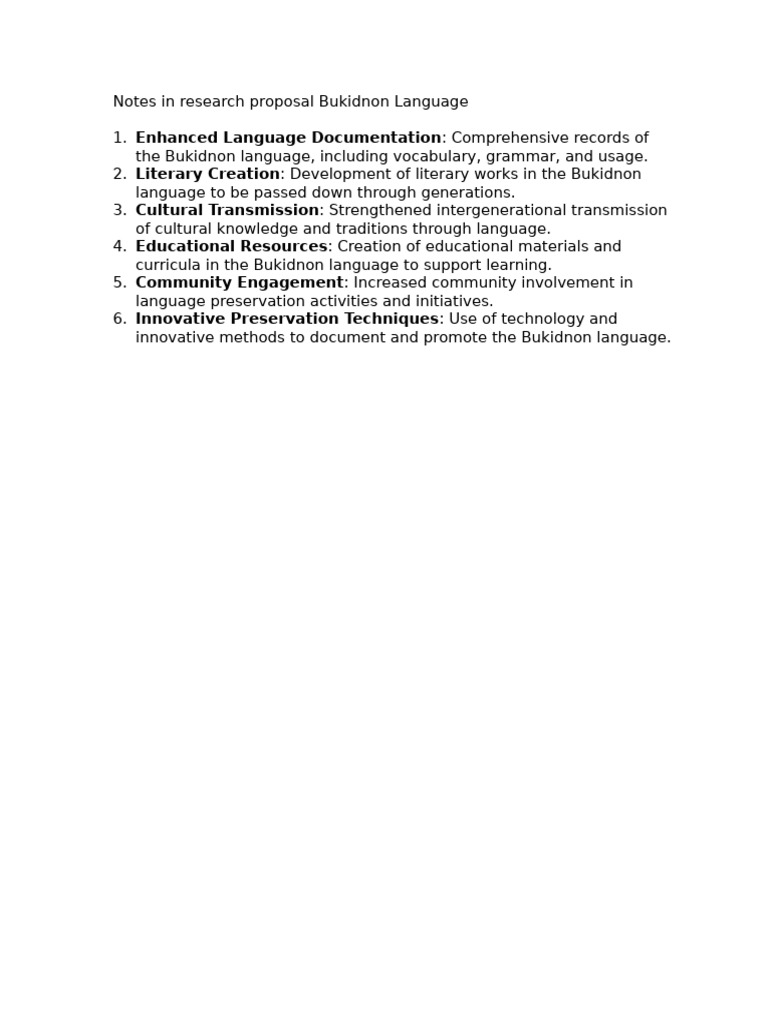 Bukidnon Language Preservation Proposal | PDF
