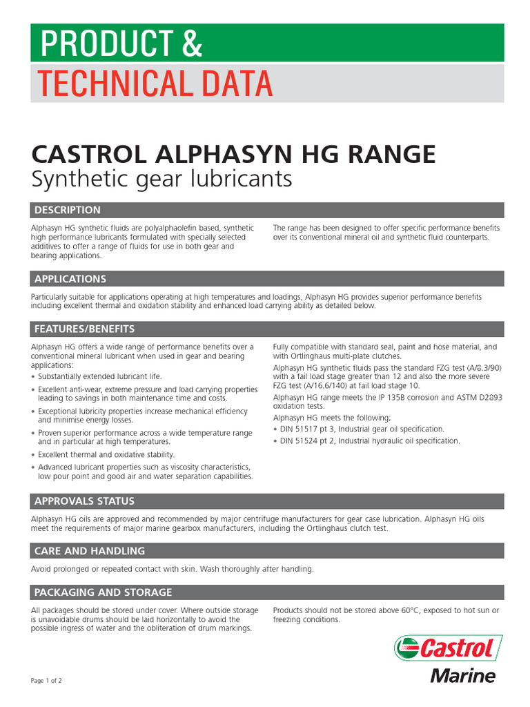 Alphasyn HG 220 Synthetic Lubricant | PDF | Lubricant | Mechanical ...