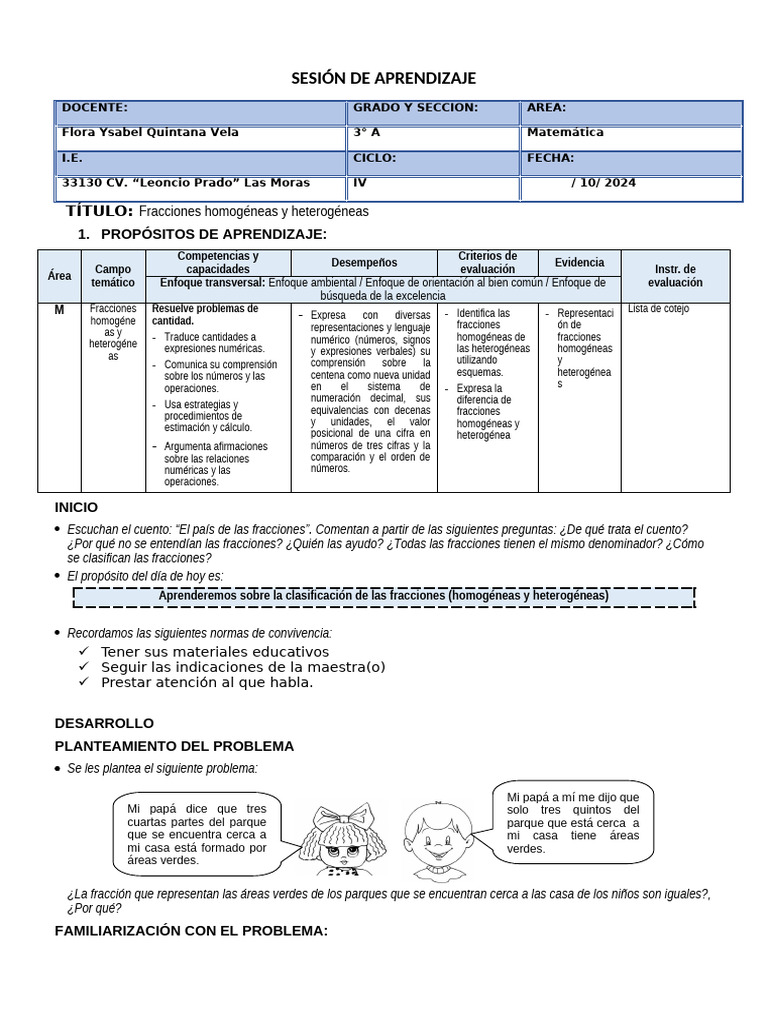 SESION MAT.FRACCIONES HOMOG Y HETEROG (3) | PDF | Matemática Elemental ...