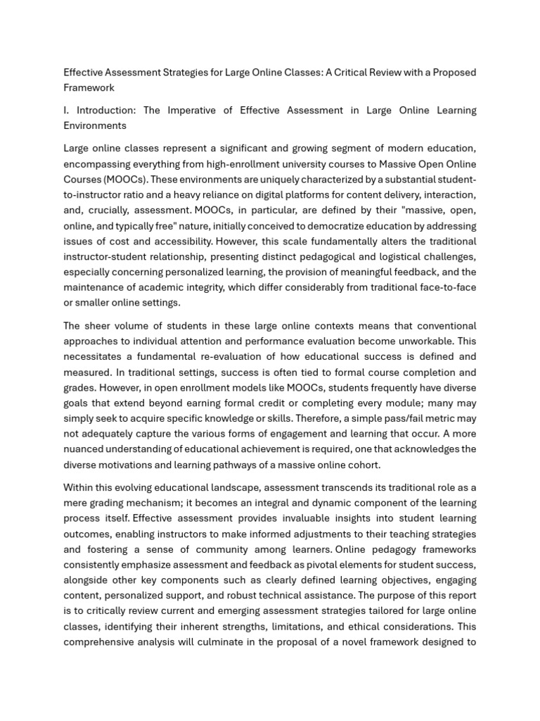 Effective Assessment Strategies For Large Online Classes | PDF ...
