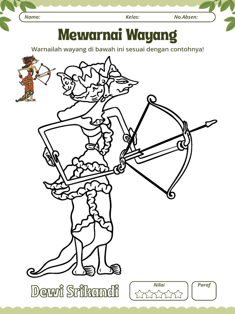 Mewarnai Karakter Wayang Kulit | PDF
