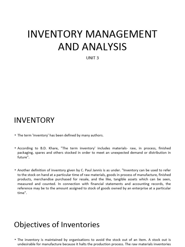 Unit 3 | PDF | Inventory | Lean Manufacturing