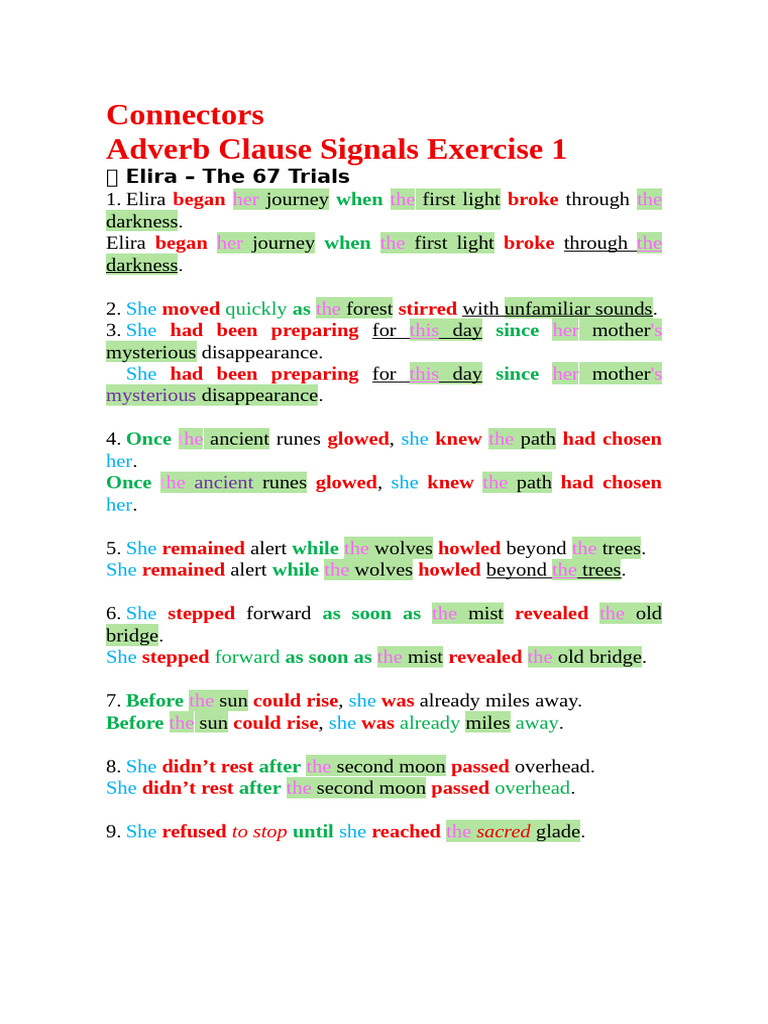 Connectors - Adverb Clauses Ex 1 | PDF
