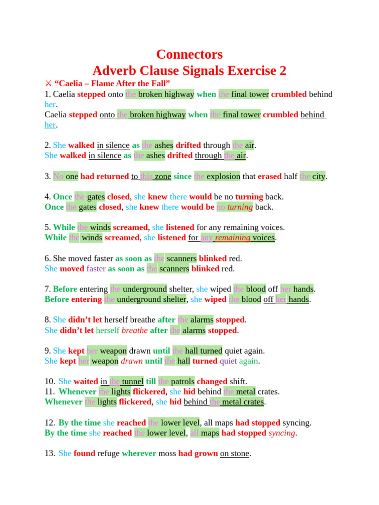Connectors - Adverb Clauses Ex 2 | PDF