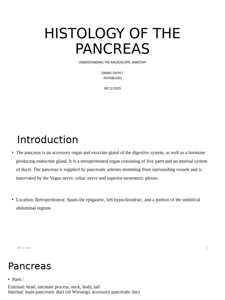 Pancreas Histology Overview | PDF | Pancreas | Endocrine System