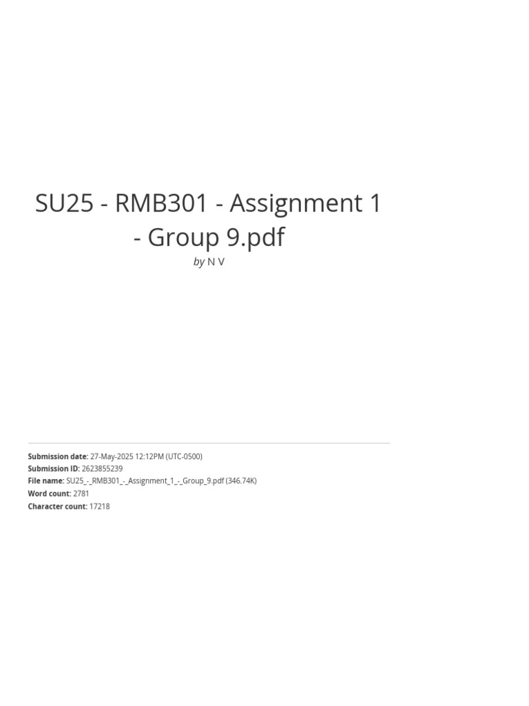 SU25 - RMB301 - Assignment 1 - Group 9 PDF | PDF