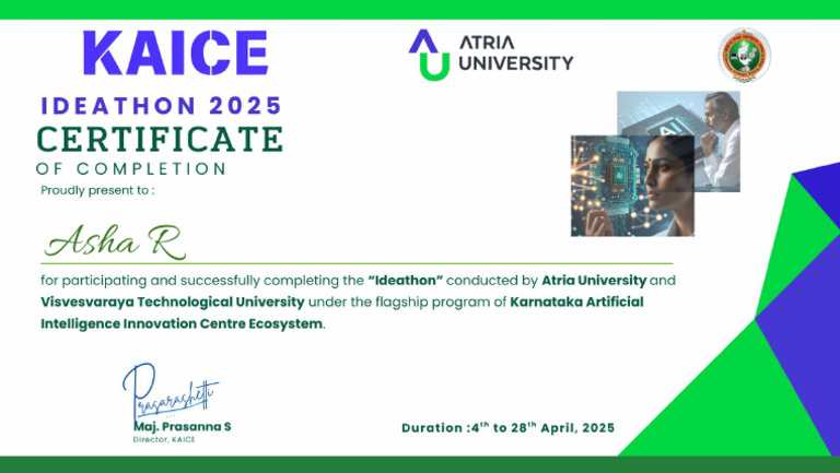 Asha R_Ideathon Certificate | PDF