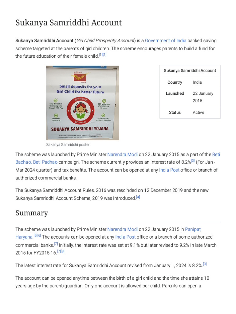 Sukanya Samriddhi Yojana Overview | PDF | Banking | Government Of India