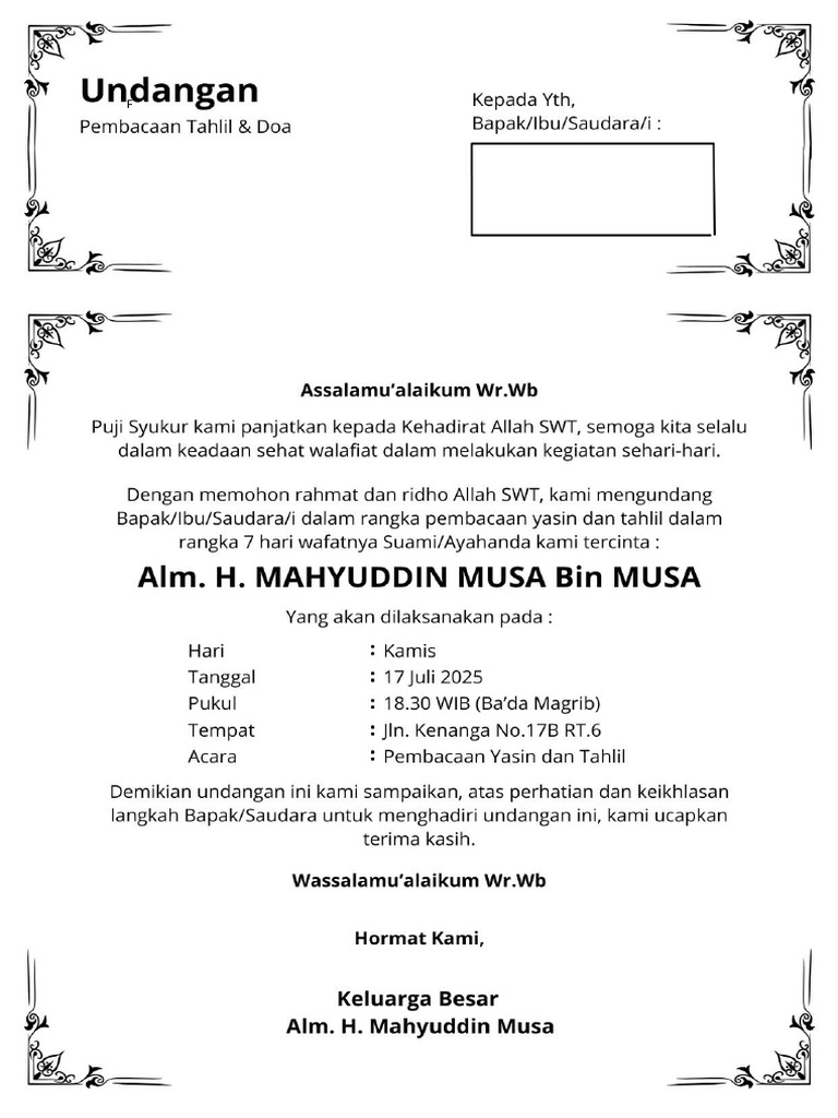 Undangan Yasinan | PDF