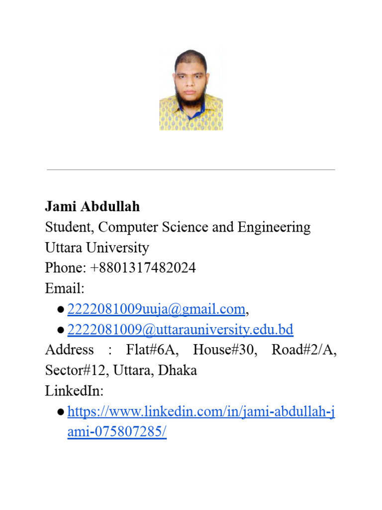 CV (Jami Abdullah) | PDF