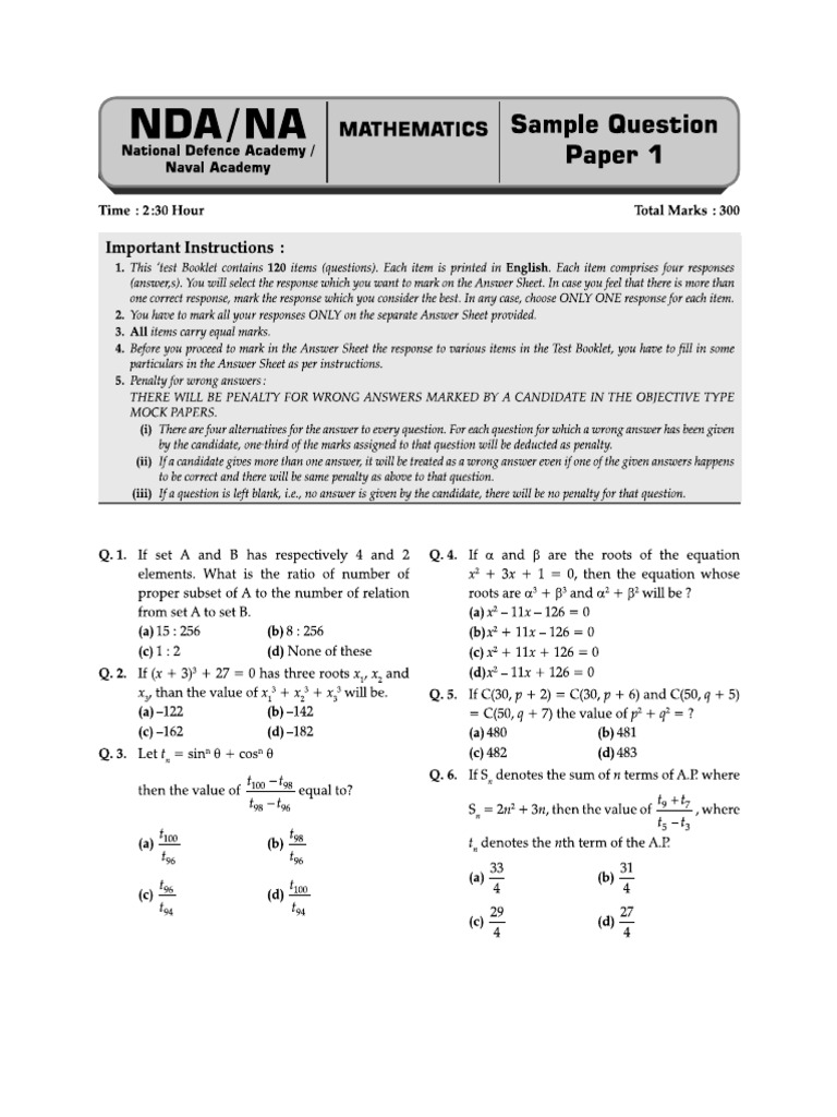 Maths sample paper 1 | PDF