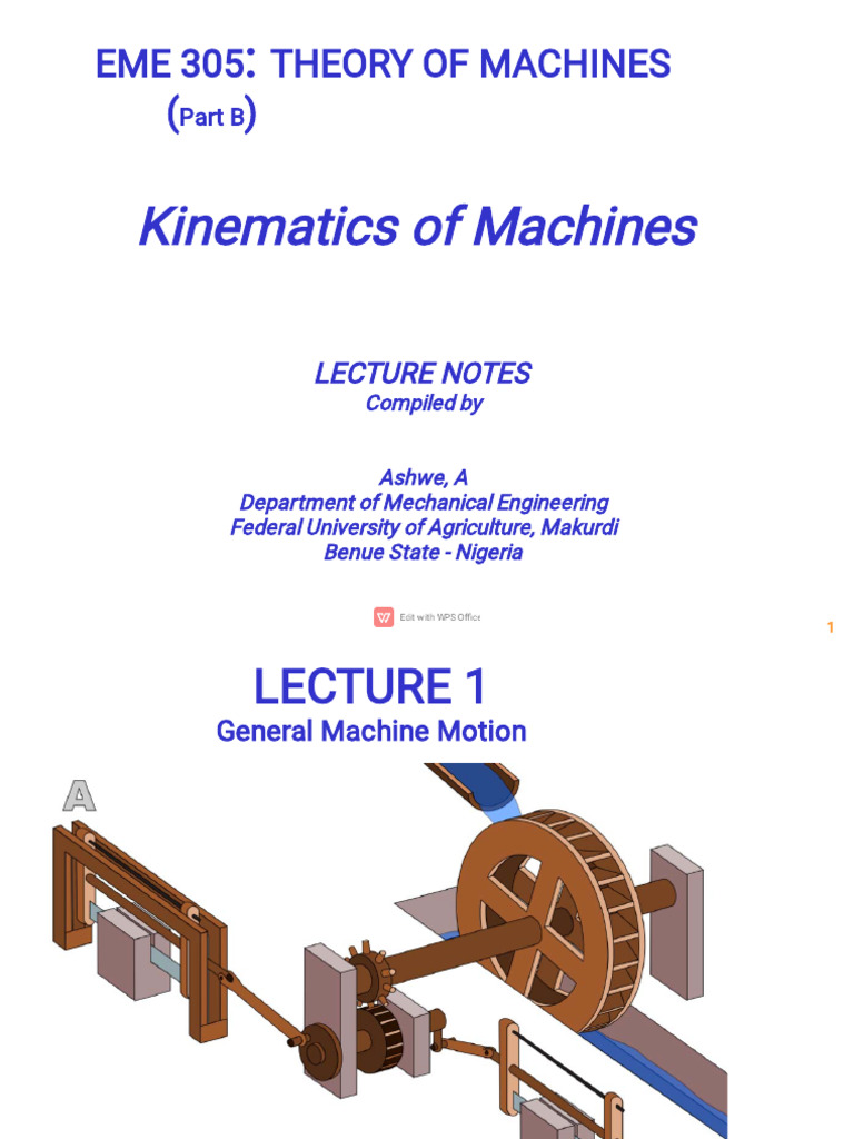 Kinematics of Machines Lecture Notes | PDF | Kinematics | Rotation ...