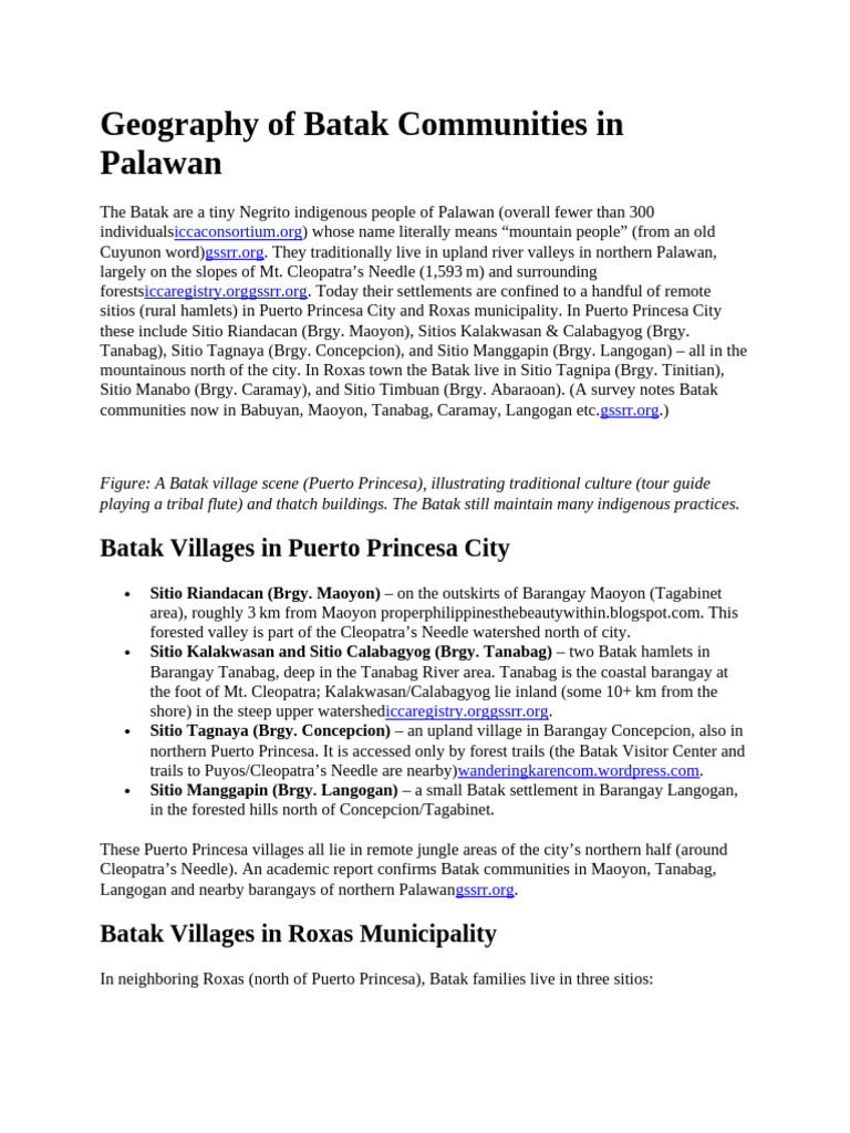 Geography of Batak Communities in Palawan | PDF