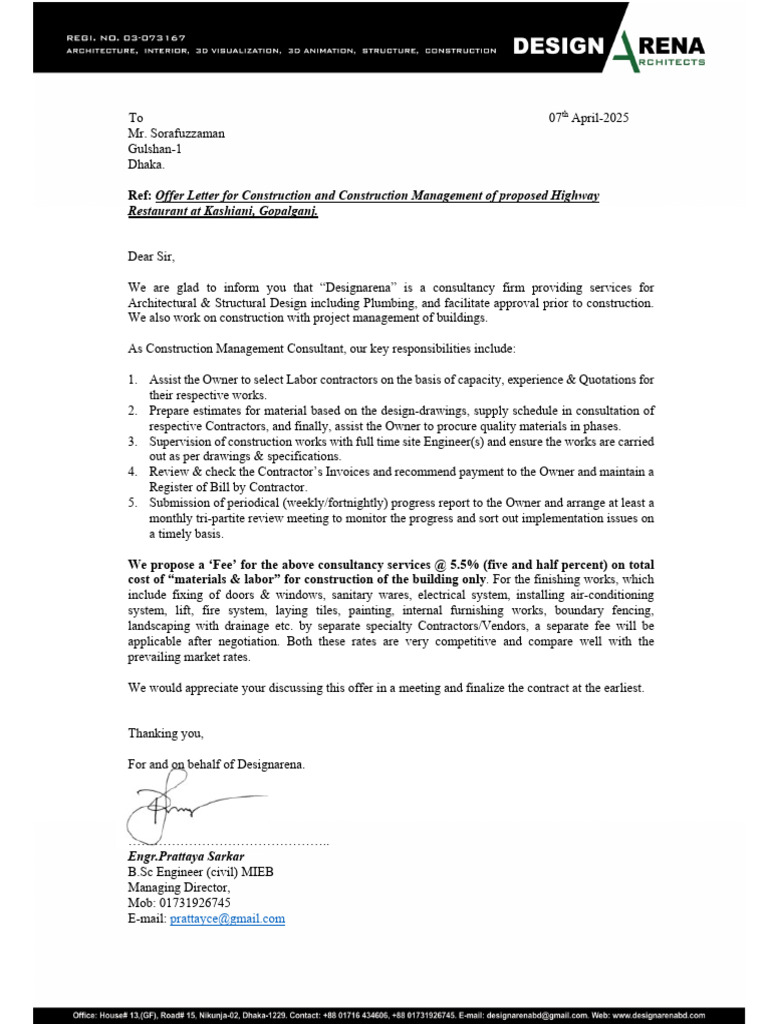 DA Offer Letter With BOQ[07.04.25] | PDF | Brick | Mortar (Masonry)