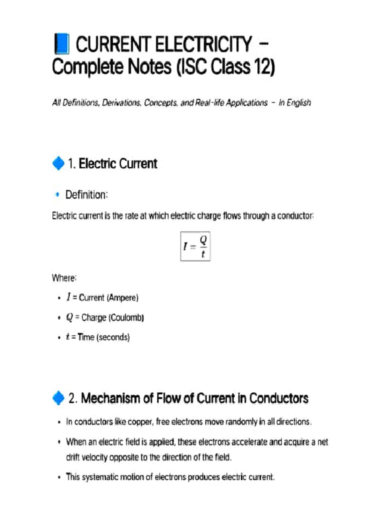 Current Electricity | PDF