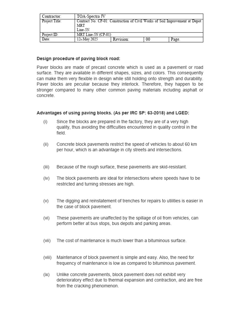 Paving Block Road Design Guidelines | PDF | Road Surface | Concrete